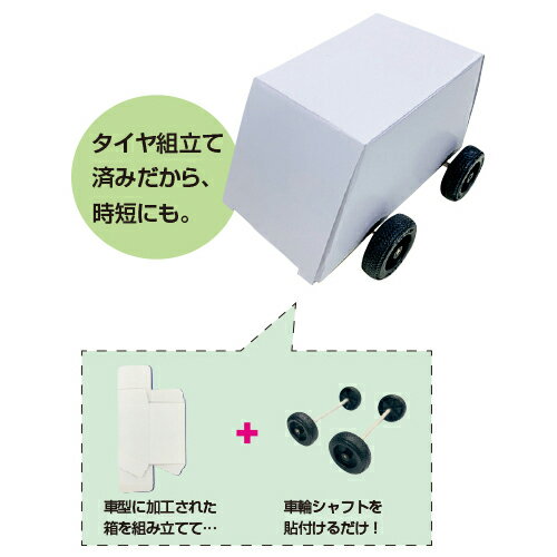 ※個人宅への配送はサイズごとに別途送料がかかります。自分だけのオリジナルカーを作ろう！【スペック】●内容／車体紙箱20個、ゴムタイヤ80個、竹ひご40本（車20個製作可能）＜br＞●サイズ／車体紙箱：125×70×65mm 、ゴムタイヤ：φ...
