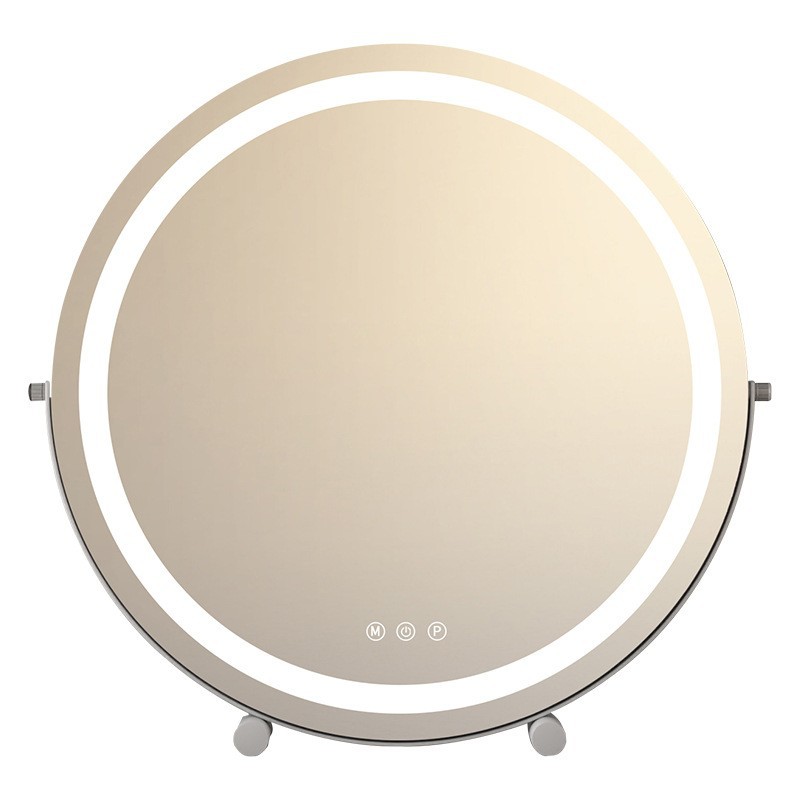 【サイズ】鏡面直径 約30cm【素材】ABS樹脂 金属スタンド 高透過ガラス鏡面【光源】led (3色切替:自然光 / 暖光 / 冷光)【調光】無段階明るさ調整【鏡面】高清1:1等倍結像歪み低減（反射光が柔らかく自然）【電源】USB充電式（...