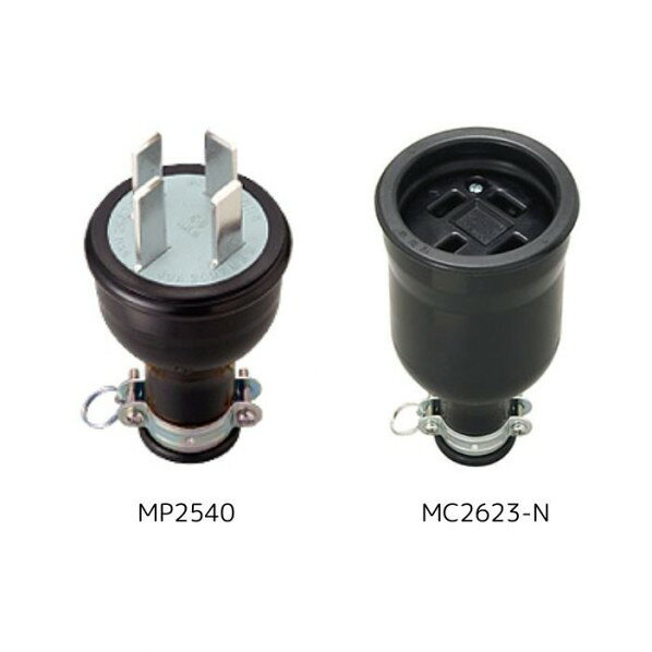 特徴 接地3P 30A 防水コネクター 組品番(MP2540+MC2623-N) 適用電線(mm2) 2CT 2RNCT 5.5・8 2PNCT 8 VCT VCT(S) 5.5・8 適用圧着端子 5.5mm2 ・・・ R5.5-5 8mm...