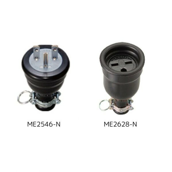 特徴 15A 250V 接地防水コネクター 組品番(ME2546-N+ME2628-N) 適用電線(mm2) 2CT 2RNCT 1.25・2 2PNCT__A ●A__VCT VCT(S)__A ●A__適用圧着端子 0.75・1.25m...