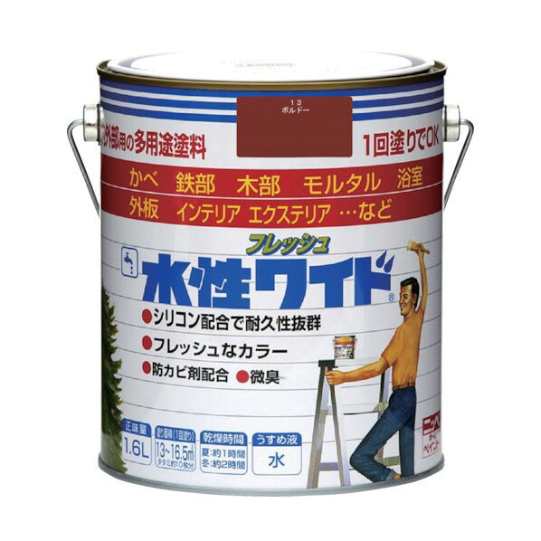 特徴 ●特徴:塗膜は汚れにくく、付着した汚れも水ぶきで簡単に洗浄できる(ウォッシャビリティに優れる)高性能塗料です。 タレにくい、微臭タイプ。 かび止め剤、さび止め剤配合。 ●用途:浴室・台所・洗面所・部屋のかべや天井など ドア・木のサン・...