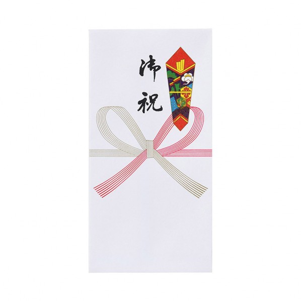 特徴 出産祝、入学祝、新築祝など婚礼以外の御祝事全般に最適な万円袋（封筒タイプ）です。 「御祝」の文字が墨色で印刷されています。 裏面には封緘が簡単なテープのり付。 仕様 サイズ 90×175mm 入数 1P． 117