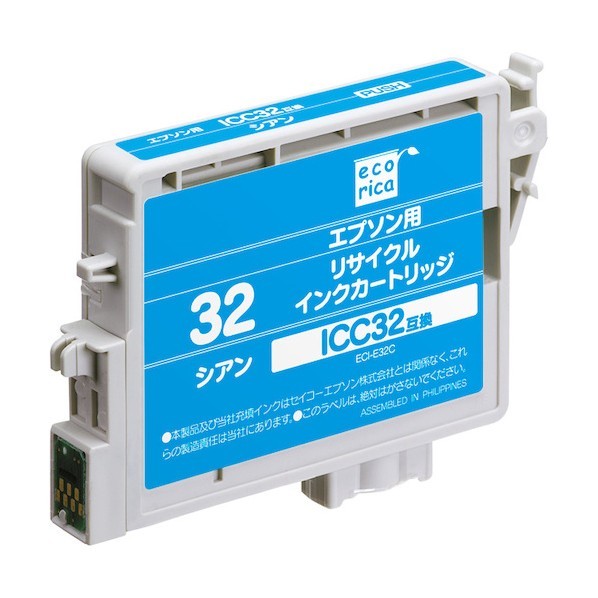 特徴 (特長) ●エコリカリサイクルインクカートリッジは使用済みインクカートリッジを全国に設置している ●「エコリカ回収BOX」で回収しリユース(再使用)製品として再生した環境にやさしい製品です。 (規格) ●インク色:シアン ●適合純正品...