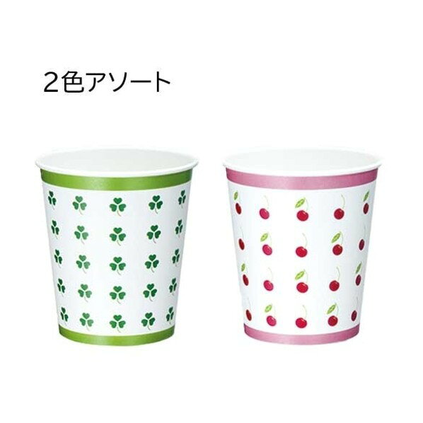 特徴 ■特徴 ●チェリー柄とクローバー柄のかわいいアソートカップです。 ●7オンス ●2色アソート ●JOINTEXオリジナル ●SMARTVALUEスマートバリュー ■仕様 ●容量：205mL ●材質：バージンパルプ（内面ポリエチレンラミ...