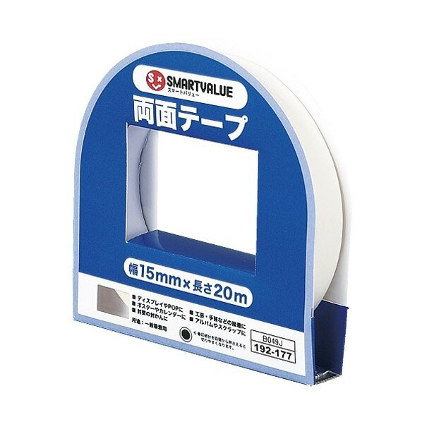 商品画像はイメージ画像です。実際とは異なる場合がございます。 特徴 ■特徴 カッター付きで便利な両面テープです。 テープ残量がすぐわかる小窓付です。 お好みのサイズに切りやすい目盛り付です。 カッター付です。 ■仕様 幅：15mm×長20m...