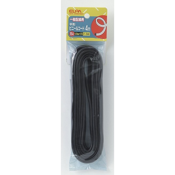 特徴 ●平型ビニールコード ●定格:300V 17A ●全長:4m ●導体:2.0mm2(0.26mm×37本) ●耐水性・耐熱性・柔軟性・加工性に優れています。 ●電気スタンド、扇風機などの補修・延長コードなどに使用します。 またスピーカ...