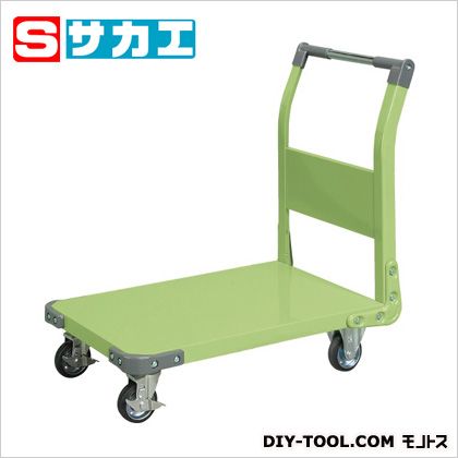 特徴 本体は粉体塗装のため荷台面に傷が付き難い台車です。 ●外寸：W805×D530×H855mm ●カラー：サカエグリーン ●均等積載荷重：300kg ●荷台寸法：W750×D500mm ●質量：33kg ●キャスター：100φゴム車 ●...