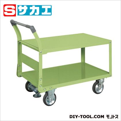 特徴 粉体塗装のため荷台面に傷が付きにくい台車です。 ●外寸：W940×D630×H909mm ●カラー：サカエグリーン ●均等積載荷重：400kg ●質量：56kg ●キャスター：150φゴム車 ●荷台有効寸法：W900×D600mm ●...