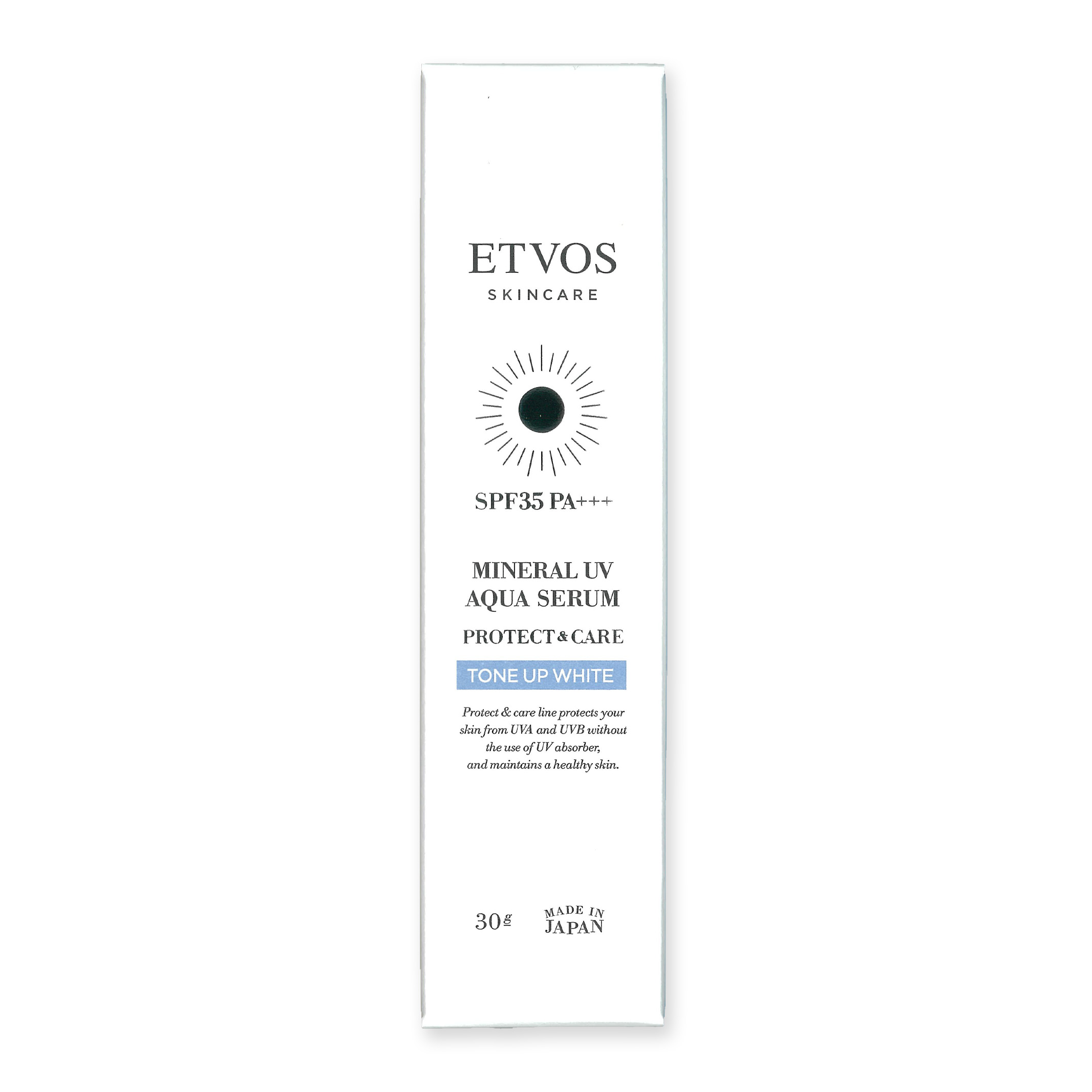 製品について ブランド ETVOS エトヴォス アイテム ETVOS エトヴォス ミネラルUVアクアセラム トーンアップホワイト 30g SPF35 PA+++ 日焼け止め 化粧下地 原材料・成分 水、プロパンジオール、グリセリン、酸化チタ...