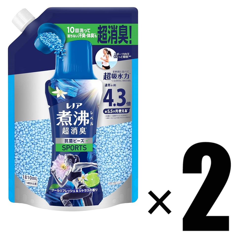 製品について ブランド Lenor レノア アイテム 2個 Lenor レノア 煮沸レベル超消臭 抗菌ビーズ SPORTS クールリフレッシュ&シトラスの香り 詰め替え 1810mL×2 P&G 内容量 1810mL×2 原材料・成分 安定...