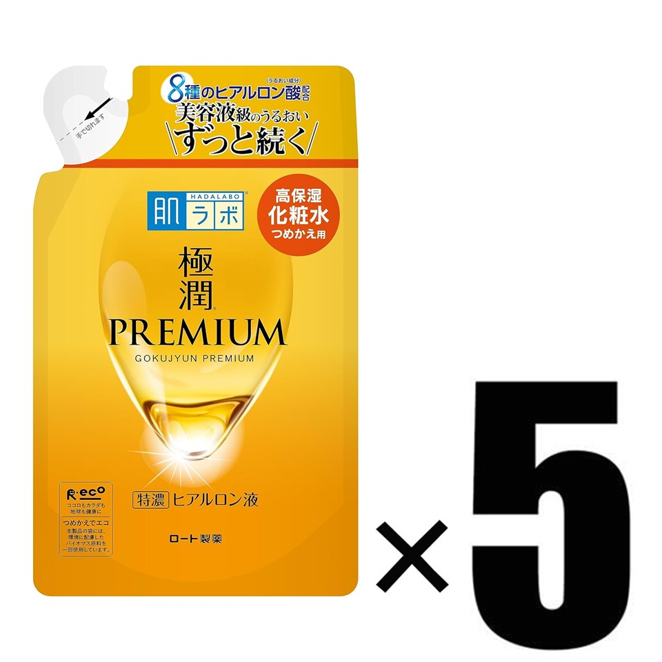 製品について ブランド 肌ラボ アイテム 5個 肌ラボ 極潤プレミアム ヒアルロン液 化粧水 つめかえ用 170mL×5 ロート製薬 内容量 170mL×5 成分 水、グリセリン、DPG、ミネラルオイル、ジメチコン、セタノール、トリエチルヘ...