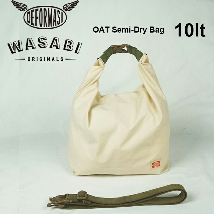 DEFORMASI（デフォルマシ）WASABI Original ”OAT Semi-Dry Bag 10L” ヴィンテージのランドリーバッグをベースに、Wasabiらしい遊び心あふれるスタイルにアレンジしました。 外側は丈夫なコットン10...