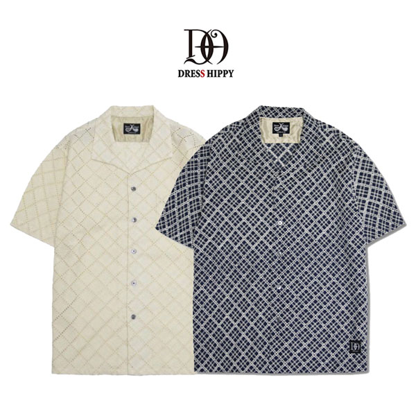 Dress Hippy “Marina” S/S Shirt COLOR / NATURAL , NAVY 繊細なドビー織りに、パンチング加工を施したイタリアンカラーシャツ。 通気性に優れ、暑い季節でも快適な着心地を実現。 軽さと上品さを兼...