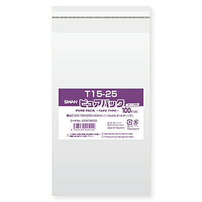 ■商品サイズ：厚0．03×幅150×高250＋テープ部分40mm ■材　　　質：OPP　 ■商品説明　：「ピュアパック」は海外製フィルムを使用したエコノミータイプのOPP袋です。Tシリーズは作業性の良いテープ付でワンタッチで封ができます。食...