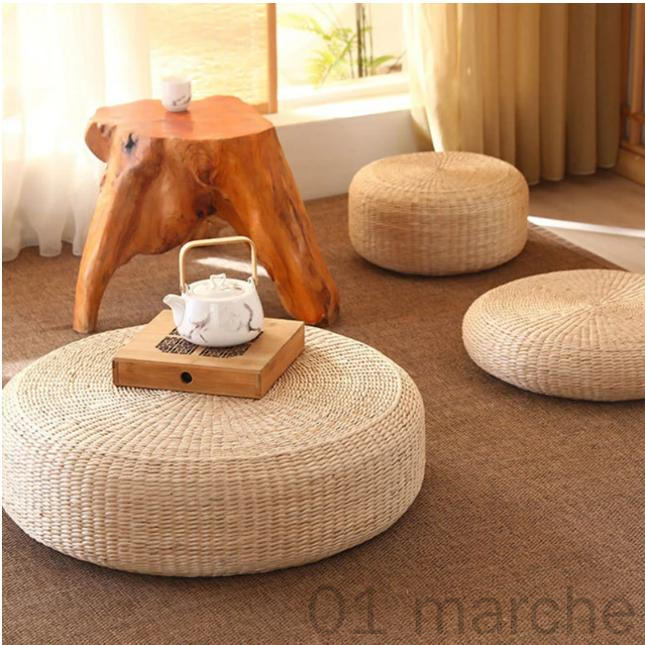 【商品仕様】【サイズ】（直径＊厚さ）40*10cm 45*10cm 50*10cm 60*10cm 70*10cm 40*20cm 45*20cm 50*20cm 60*20cm 70*20cm；【材　質】表素材 : 天然蒲草材料を採用して...