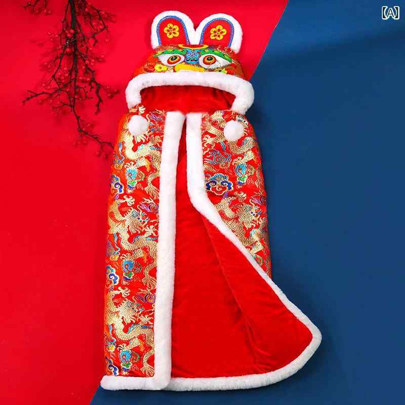 ・スタイル: 中国風・厚さ: 厚手・性別: ユニセックス・フード: フード付き・要素: かわいい・開閉方法: 打ち合わせ紐留め・裏地: 裏地なし・柄: 動物・生地: 綢緞・主な素材: ポリエステル・カラー展開: 彩龍、彩鳳、小龍-レッド、小...