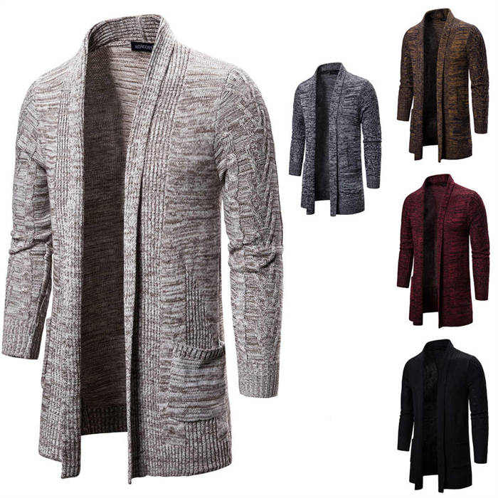 ニットジャケット メンズ カーディガン ニット ニットカーディガン ジャケット 無地 ヒップ丈 ノーボタン ポケット付き 大きいサイズ 厚手 秋冬 アウター 長袖 カジュアル シンプル 通勤 通学 おしゃれ ファッション 全5色 防寒 お兄...