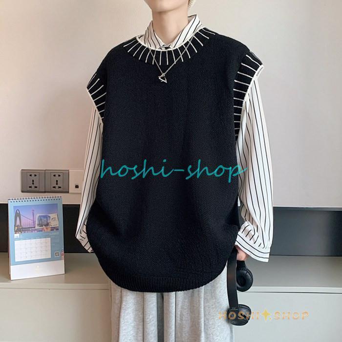ニットベスト メンズ レディース トップス セーター コーデ カジュアル おしゃれ 重ね着 男女兼用 かっこいい おしゃれ カジュアル 部屋着 外出 誕生日プレゼント 彼氏 贈り物 702【カラー】ブラック ホワイト【サイズ】L XL 2X...