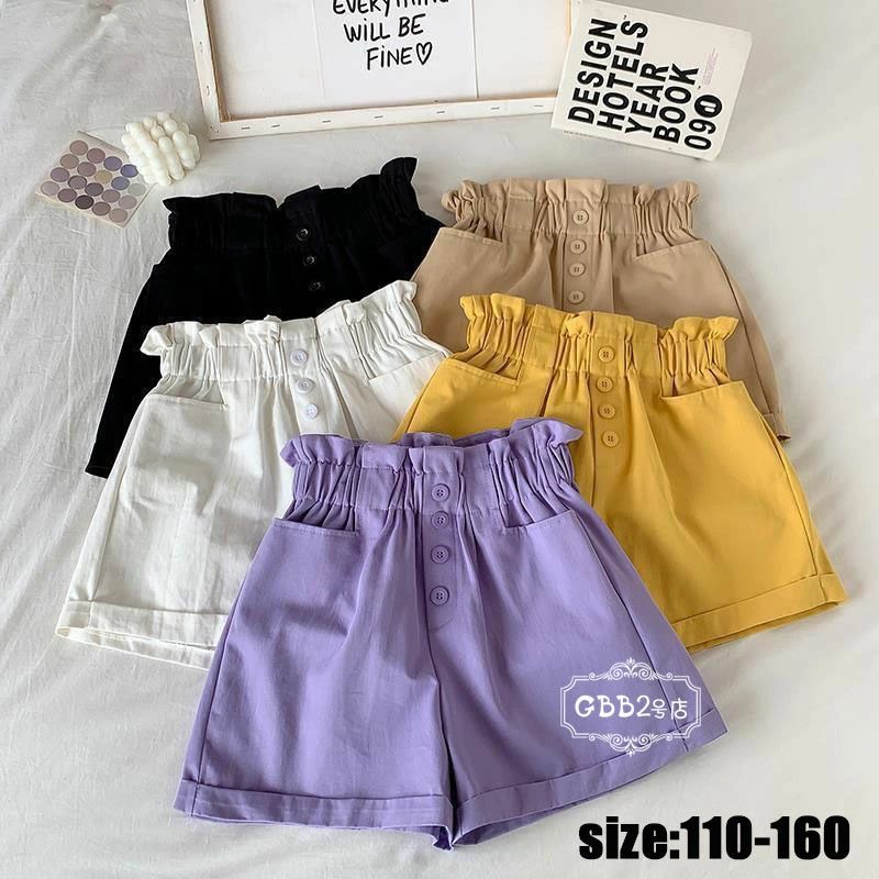 【素材】：綿 【【カラー】：イエロー,パープル,キャメル,ブラック,ホワイト 【サイズ】：（約） 110 ズボン丈27.5 ウエスト46 ヒップ77 120 ズボン丈29 ウエスト48 ヒップ81 130 ズボン丈30.5 ウエスト50 ヒ...