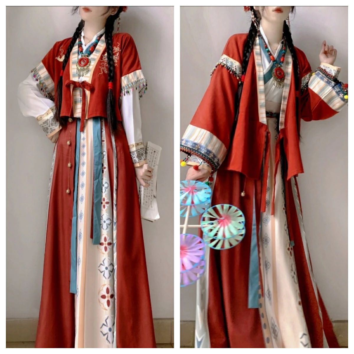 商品詳細 漢服 中華古代服 中華服 チャイナ服 コスチューム 唐装 舞台衣装 商品内容 トップス*2+スカート サイズ S バスト88　着丈55　ウエスト110　総丈99 M バスト94　着丈57　ウエスト110　総丈103 L バスト10...