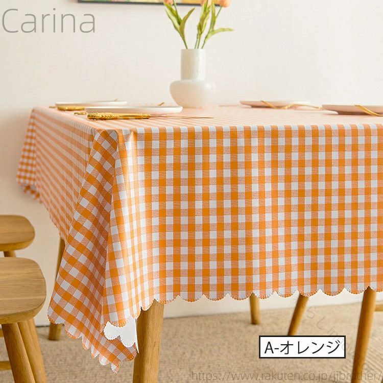 商品説明商品名PVC製テーブルクロス。バツグンの撥水性で、食べ物をこぼされても生地に染み込まないので、ふくだけでシミになりません！だから小さいお子さんがいるおうちでも、大丈夫！かわいいチェック柄は、事務机、学習テーブル等にも十分にご使用にな...