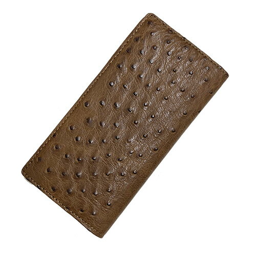 柔らかく丈夫で、使い込むほどに艶が増すオーストリッチレザーの長財布。ブラウンカラーで、外側はクイルマークが綺麗に並んだ一枚革を使用しています。札ポケットは2cm（最大）のマチがあり、収納力があります。マチつき札ポケット1、大ポケット3、カー...
