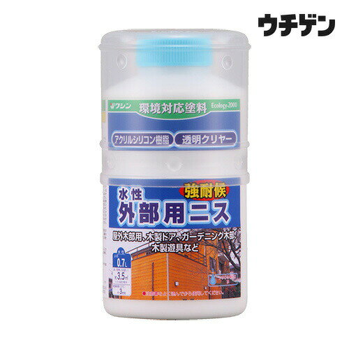 強靱で耐候性に優れた屋外用の水性ニス【塗料タイプ】水性透明でつやのある塗膜が、木部をしっかり保護します【用途】屋外木部用、木製ドア、ガーデニング木部、木製遊具など【塗り面積】種類：300ml　塗り面積：1.5平方メートル(約)　畳の枚数(約...