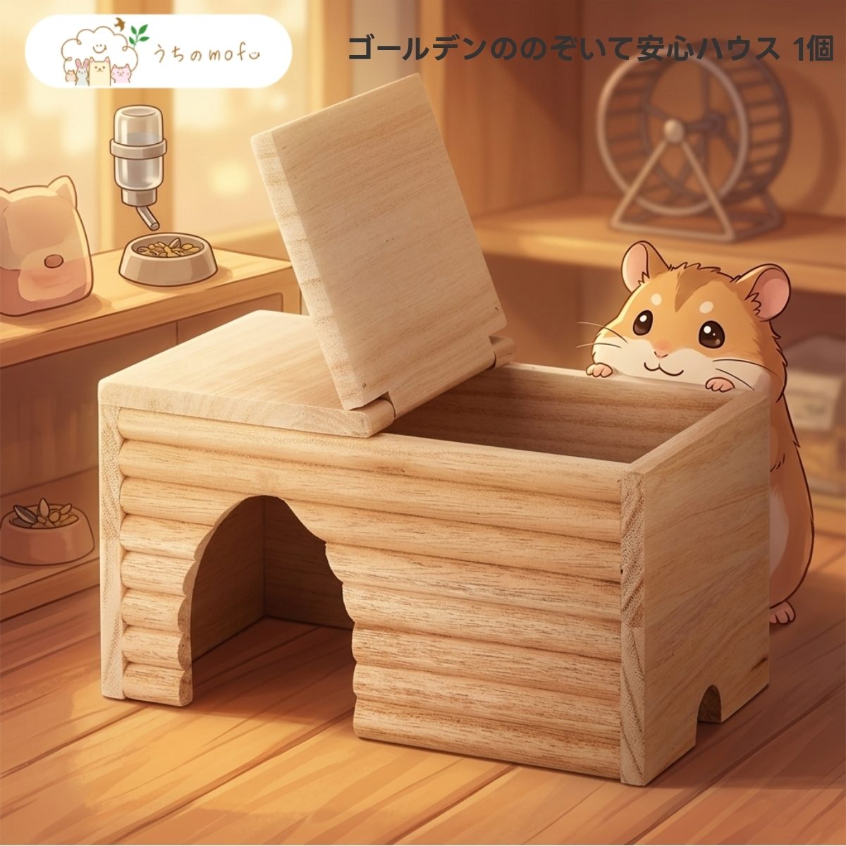 【 #1 商品情報(内容)】商品名商品名:$マルカン CASA ゴールデンののぞいて安心ハウス 1個 x1個 ゴールデンハムスター 小動物用 ハウス 天然木製 隠れ家 飼育用品 ケージ内設置用 天面開閉式 観察可能 底部なし 掃除がしやすい...