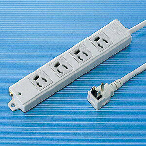 3P抜け止め・L型プラグ・マグネット・4個口5m。■定格容量：15A・125V(1500Wまで)■電源コード：5m・VCTFコード■プラグ仕様：3P・L型■生産国：日本■差込口形状：抜け止めコンセント
