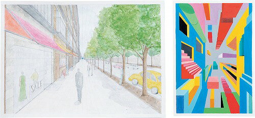 画面の中央に消失点を設定した一点透視用シートです。ケント紙製の10枚組。【特徴】●外枠と中央の十字線に5mmピッチの目盛がついている●上下・左右の平行が取りやすい【仕様】材質ケント紙（200k）サイズB4（257×364mm）入数10枚カラ...