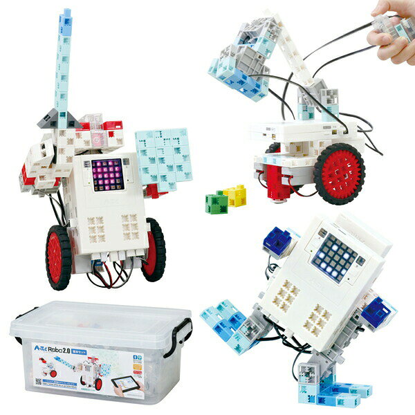 ●セット内容:Studuino：bit×1、Studuino：bitロボット拡張ユニットArtecRobo2.0用×1、電池ボックス（単3電池3本）ArtecRobo2.0用×1、サーボモーター（金属ギヤ）×4、DCモーター×2、USBケー...