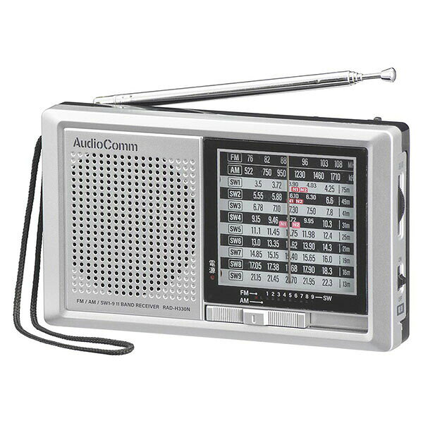 AM/FM/短波(SW1-9)が受信できるハンディラジオで、ラジオNIKKEI全6波対応。【特徴】●ワイドFM(FM補完放送)対応●FM/SWロッドアンテナを搭載●スピーカー搭載で単独での受信が可能●外部電源端子付き●乾電池とAC電源の2電...