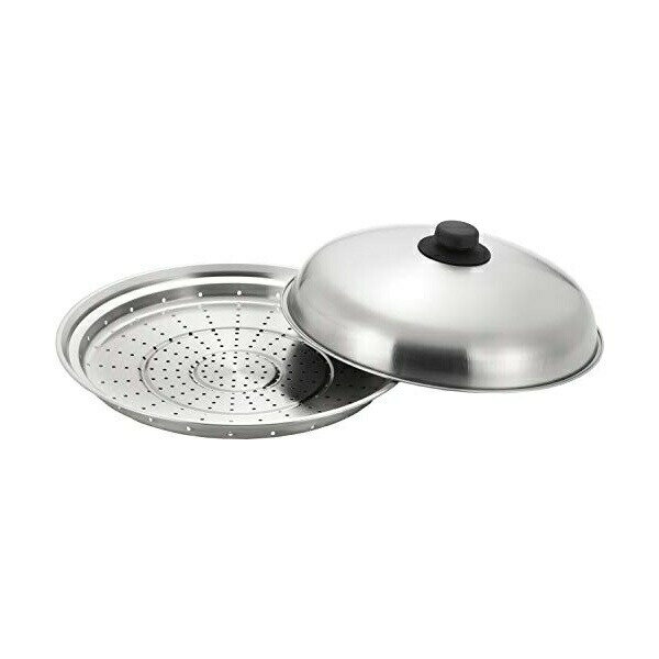 フライパンにのせるだけで蒸し器に早変わりする、28〜30cmフライパン対応の蒸しプレート。【特徴】●プレートは耐久性と手入れのしやすさに優れた18-8ステンレス製●ドーム型のフタでたっぷり野菜を蒸せる●電子レンジは使用不可【仕様】材質プレー...