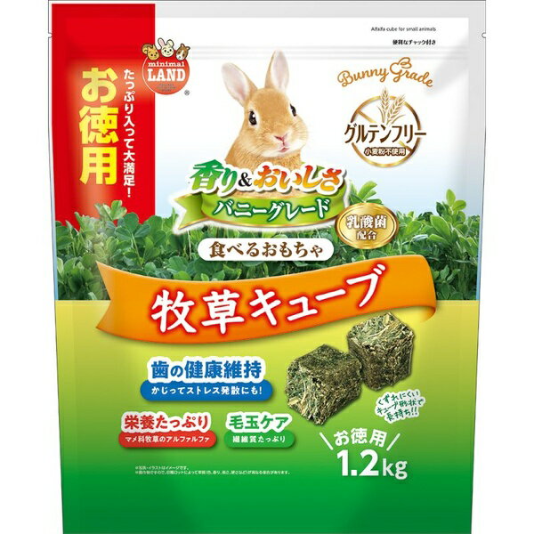 タンパク質・ミネラル豊富なアルファルファの牧草キューブ・タンパク質・ミネラルが豊富な、小動物用グルテンフリーの補助食です。・かじることで、歯の伸びすぎ防止やストレス解消に役立ちます。・くずれにくいキューブ形状なので、おでかけ時にも適していま...