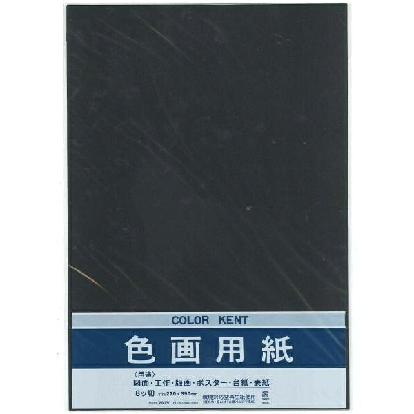 図面、工作、版画、ポスター、台紙、表紙などあらゆる用途に使える黒色の八ッ切色画用紙。【セット内容】●色画用紙 × 5個●1個の入数：1枚【特徴】●PP袋入りで保存に便利【仕様】材質紙サイズ縦390mm×横270mm入数1枚注意坪量116.3...