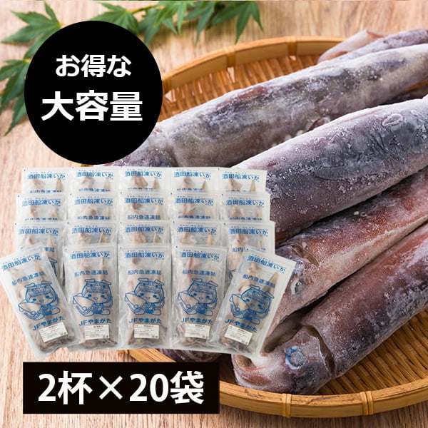 名称 イカ 内容量 40杯約10kg（2杯約500g×20袋） 原材料 するめいか 原産地 日本海産 保存方法 要冷凍　-18℃以下で保存 賞味期限 冷凍より1年間 生産者 山形県漁業協同組合（山形県酒田市） のし 対応不可 お届け時期 1...