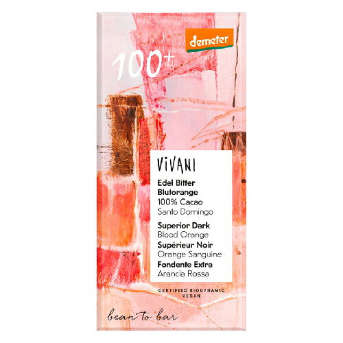 ■商品名：ViVANIオーガニックエキストラダークチョコレート100% with ブラッドオレンジ（冷蔵） ■内容量：90g ■原材料：有機カカオマス・有機ココアバター・有機ココアパウダー（ドミニカ共和国）、有機ブラッドオレンジオイル（スペ...