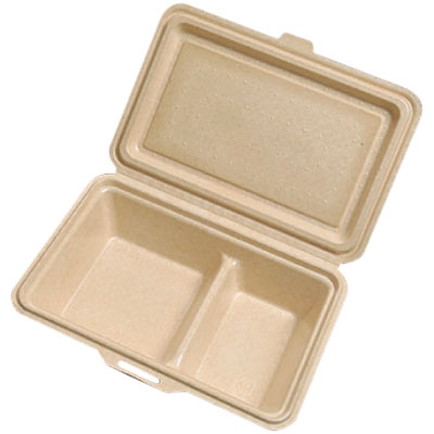 ●パルプモールド容器 ●規格：幅245×奥行162×高さ51mm【材質】紙／CPP（内） 【容量】ご飯　約300g／150g【販売形態】折蓋型【形状】差込蓋 ●数量：1袋（25枚入り） ●レンジ対応 ●耐水・耐油性 ●色：ナチュラル ●柄：...