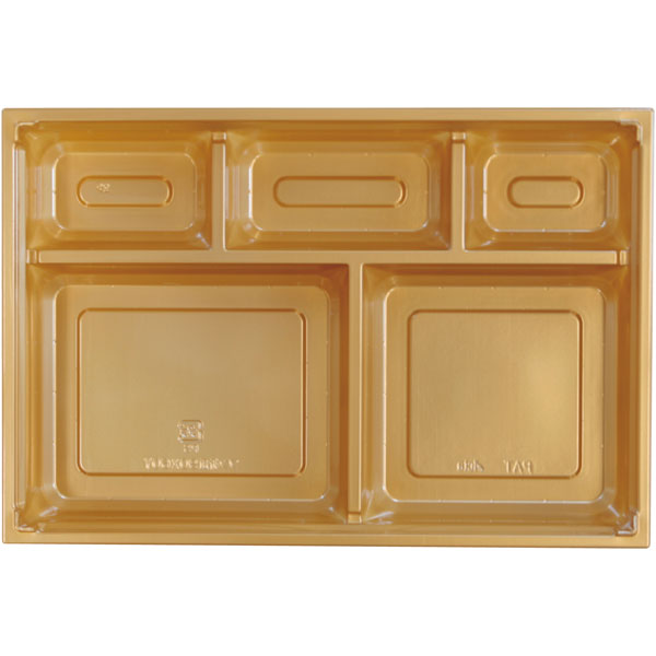 【規格内容】幅270×奥行181×高さ50mm【容量】ご飯約190g【耐冷耐熱温度】80℃【販売形態】中仕切のみ【材質】PS、PP（ポリプロピレン）【補足2】使い捨て【色】金【柄】柄無　※縁・底・蓋それぞれパーツ別での販売となります。 ●数...