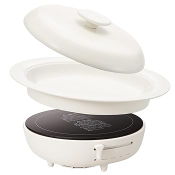 【中古】エレコム IHクッキングヒーター ホットプレート セラミックコーティング グリル鍋 4段階温度調整 専用プレート付き 専用蓋付き 鍋つかみ付き コンパクト 600ml HOT DISH ホワイト HAC-IH01DWH【メーカー名】...