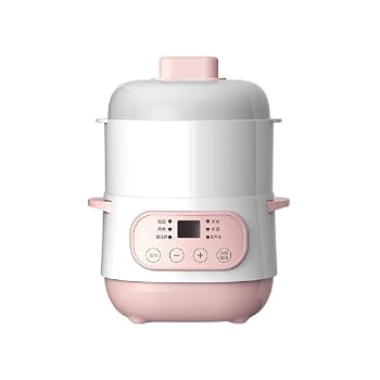 【中古】電気煮込み鍋、セラミックスープ鍋、家庭用焦げ付き防止ミルク鍋、自動予約防水煮込み鍋、健康のお粥電気煮込み鍋 電気なべ 保温機能 保温 調理鍋 コンパクト なべ 一人暮らし 蒸し 料理 マルチ調理 (ピンク+蒸し器付き)【メーカー名】...