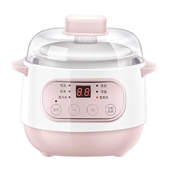 【中古】電気煮込み鍋、セラミックスープ鍋、家庭用焦げ付き防止ミルク鍋、自動予約防水煮込み鍋、健康のお粥電気煮込み鍋 電気なべ 保温機能 保温 調理鍋 コンパクト なべ 一人暮らし 蒸し 料理 マルチ調理 (ピンク)【メーカー名】【メーカー型...