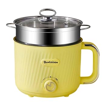 【中古】WeiLaiKeQi 電気鍋 多機能 ミニ 調理機 ラーメン鍋 ポータブル パスタクッカー ノンスティック 煮込み対応 温度調節 一人暮らし 寮 オフィス 旅行に適用, イエローダブル【メーカー名】【メーカー型番】【ブランド名】We...