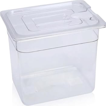 【中古】仕切り付き スロークッカーボックス 低温調理器 コンテナ フードコンテナ 専用タンク ケース 蓋付き 仕切り ステンレスラック 透明 スロークッカーボックス 大容量 角型フードコンテナー 水タンク 耐熱 簡単調理 (25 L,とうめ...