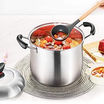 【中古】ステンレス製ストックポット - 蓋付き大型ストックポット、耐熱ダブルハンドル付きストックポット、深めの304食品グレードスープポット、大容量の煮込み野菜と煮込み肉ポット サイズ：24Cm.-22CM【メーカー名】【メーカー型番】【ブ...