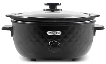 【中古】Elite Gourmet MST-1234B## 6クォート ダイヤモンドパターン スロークッカー、取り外し可能、食器洗い機対応ストーンウェアポット、強化ガラス蓋付き、接触冷感ハンドル、6クォート、ブラック【メーカー名】【メーカー...