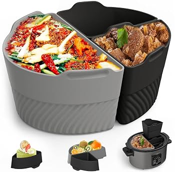 【中古】Slow Cooker Liners，Cook Two Things at Once and Easy Clean，Crock Pot Divider，Suitable for 6-8QT Crock，Silicone Crock ...