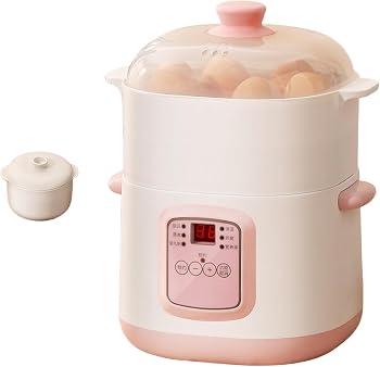 【中古】Tonain電気煮込み鍋 電気鍋電気シチ防水シチューマシンミニセラミック2人気なべ 簡単調理 保温モード 調理鍋用電気シチューポットコンパクト なべ 一人暮らし 蒸し 料理 マルチ調理人暮らし 蒸し 料理 マルチ調理 (ピンク+一人...