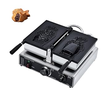 【中古】6穴たい焼き機、業務用パンケーキ機、急速加熱、180°反転、正確な温度制御50?300℃、厚みのあるステンレススチールボディ、両面加熱、ノンスティックパン、木製のやけど防止ハンドル、ワッフル機、お手入れ簡単、安全で耐久性があり、屋台...
