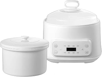 【中古】Buccvut 電気スロークッカー 300W 低電力 24時間予約調理可能 防乾燥自動 シチュー コンパクト 一人暮らし 省エネ 時短調理 保温機能 防?取手 ダイエット 健康食 キッチン家電 業務用 家庭用 (大磁器胆3Lです)【...